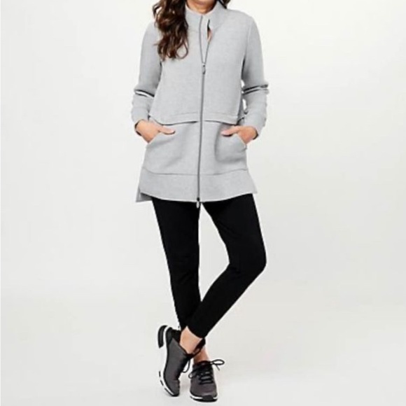 zuda | Jackets & Coats | Nwt Zuda Womens Gray Zippered Scuba Jacket Xs ...